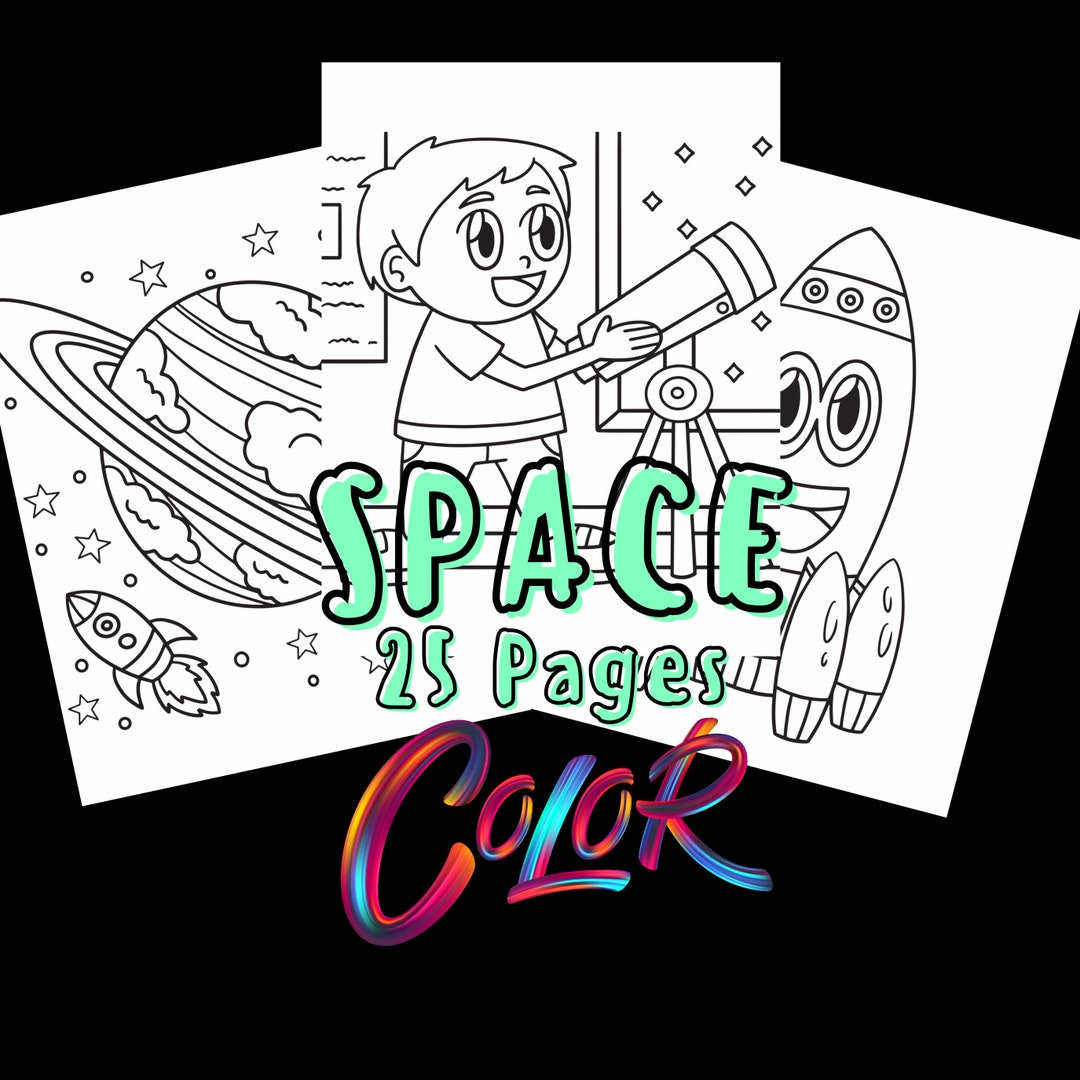 Space Coloring Book Pages | 25 Printable Pages of Space and Planets ...