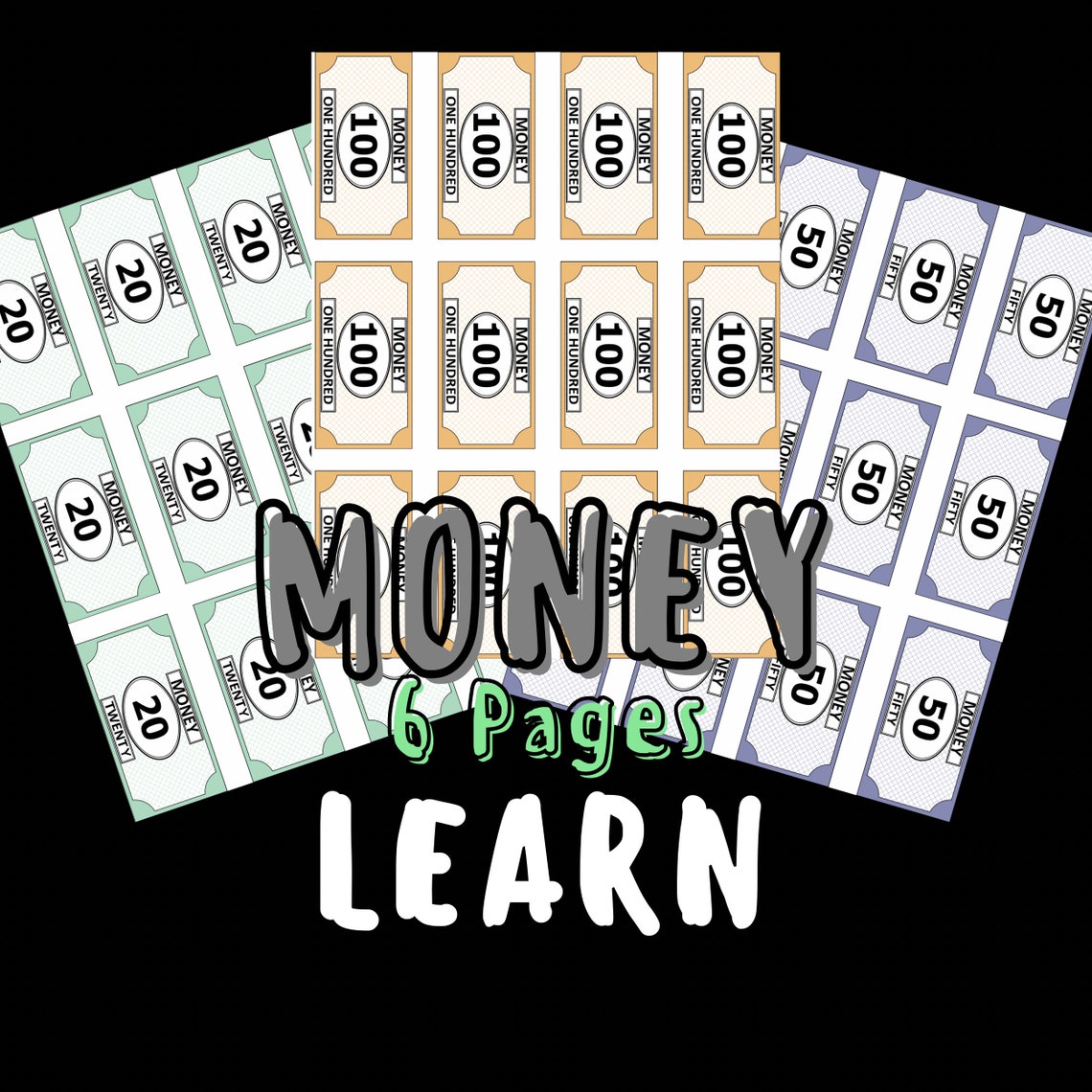 Learn to Count Money 6 Printable PDF Pages of Play Money for Kids ...