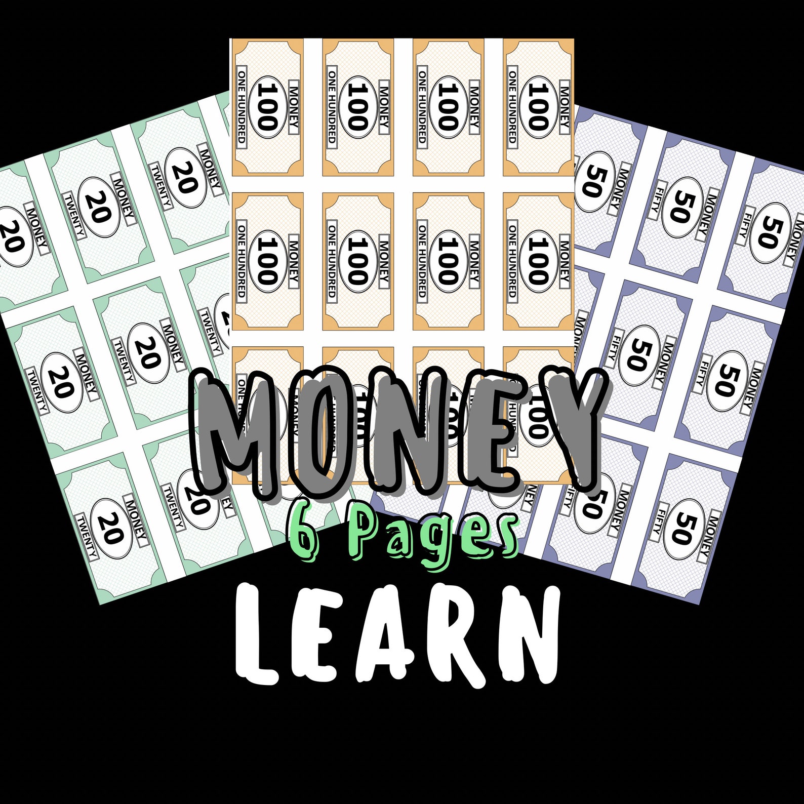 Learn to Count Money 6 Printable PDF Pages of Play Money for Kids ...