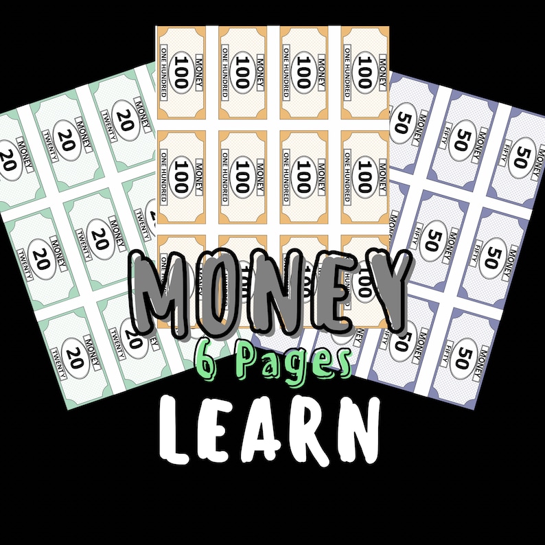 Learn to Count Money 6 Printable PDF Pages of Play Money for Kids ...