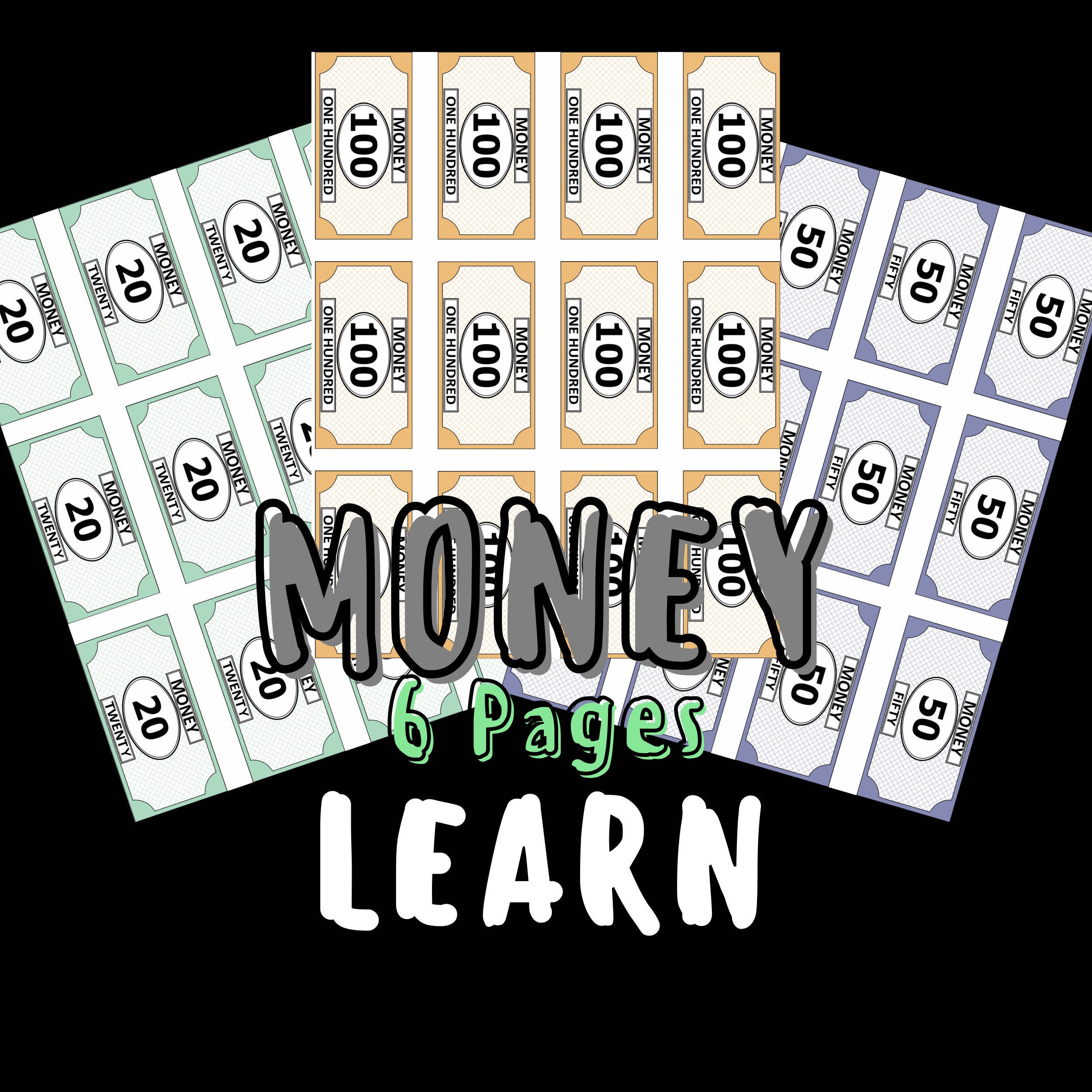 Learn to Count Money 6 Printable PDF Pages of Play Money for Kids ...