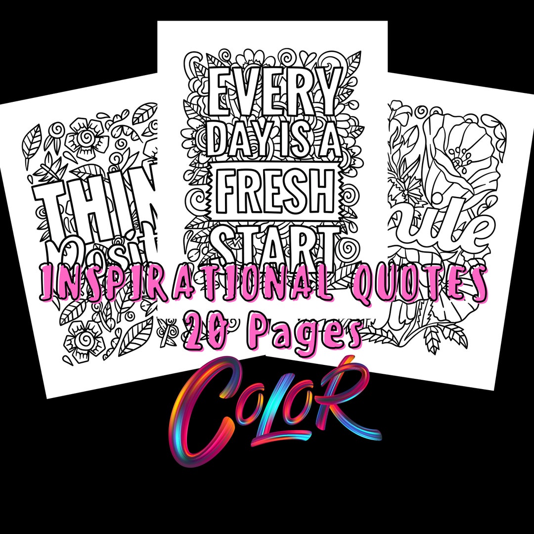 Inspirational Quotes Coloring Book 20 Self Care Quote Pages, Teen Adult ...