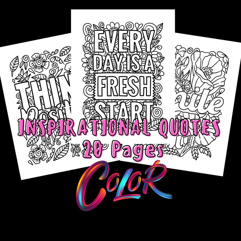 Inspirational Quotes Coloring Book 20 Self Care Quote Pages, Teen Adult ...