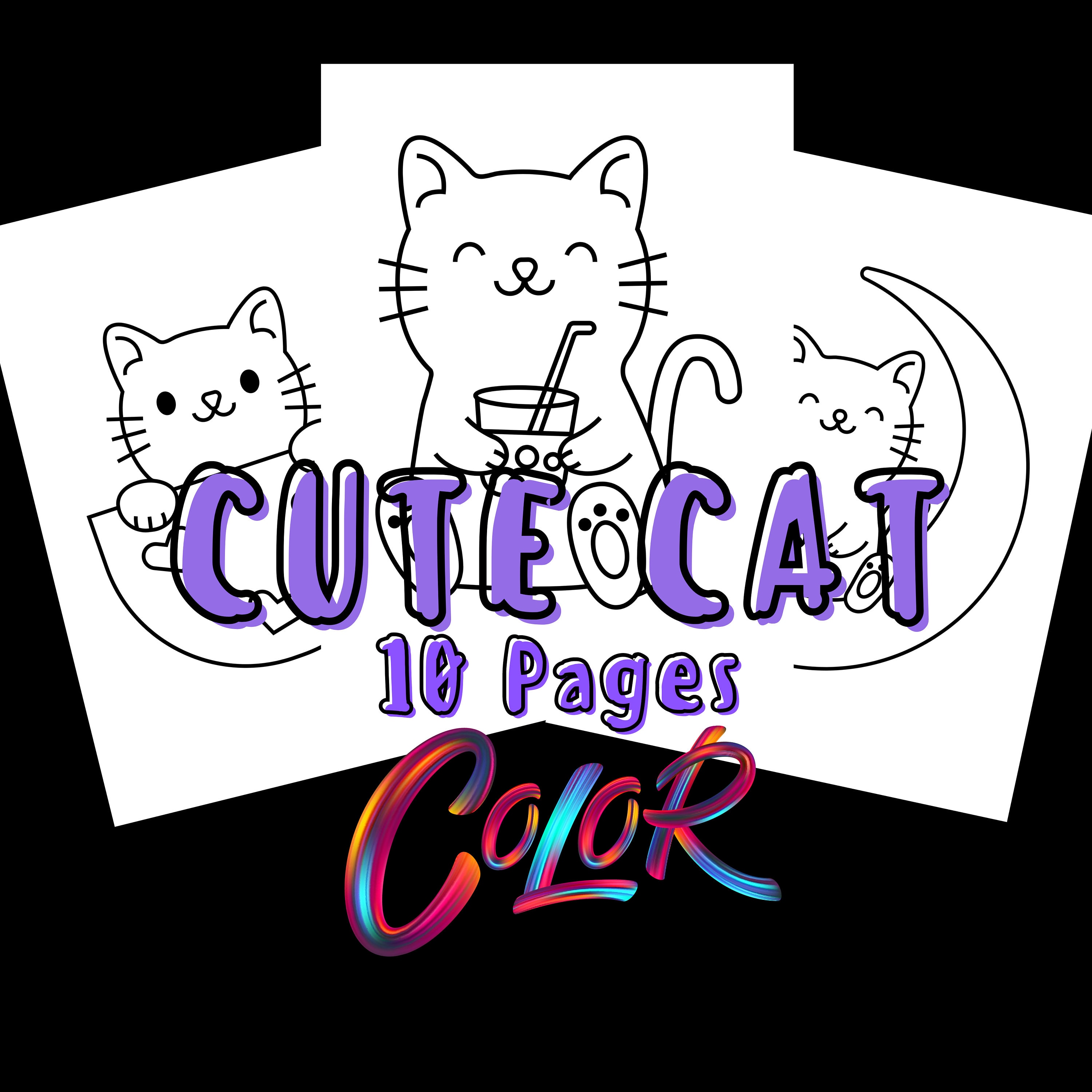 Cute Cat Coloring Book | 10 Printable Cat Pages, Kids Colouring Book ...
