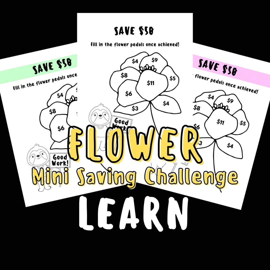 Mini Flower Saving Challenge | Save 50 Mini Saving Pages, Kids Saving ...