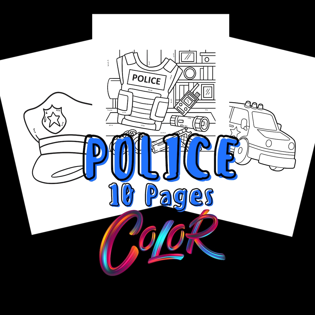 Police Coloring Pages for Kids | 10 Page Colouring Book, Preschool ...