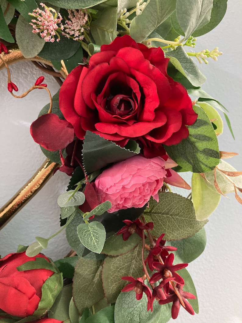 Red Rose Wreath 18 for Front Door. Mothers Day Handmade Gift - Etsy