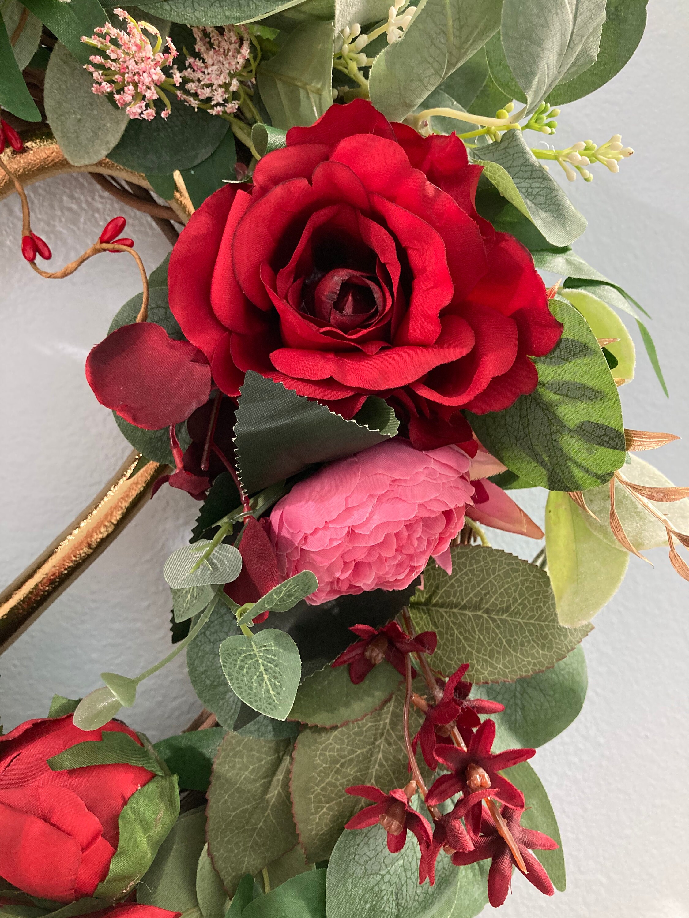 Red Rose Wreath 18 for Front Door. Mothers Day Handmade Gift for Mom ...