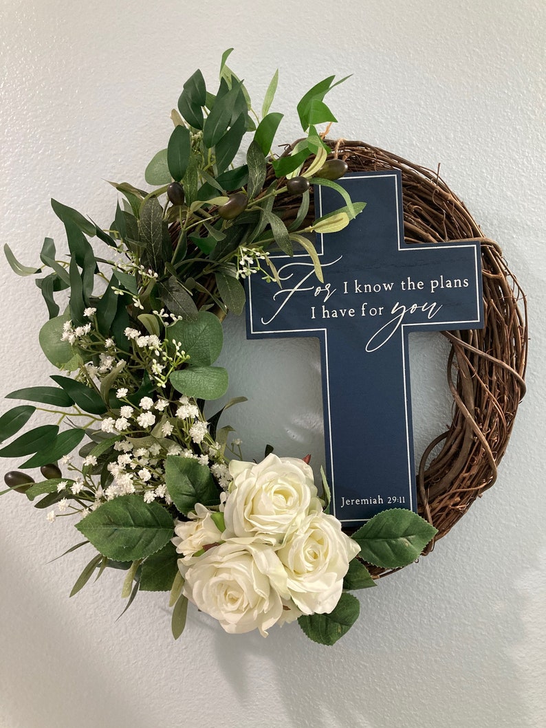 Bible Verse on Cross Sign Wreath Everyday Christian Scripture - Etsy