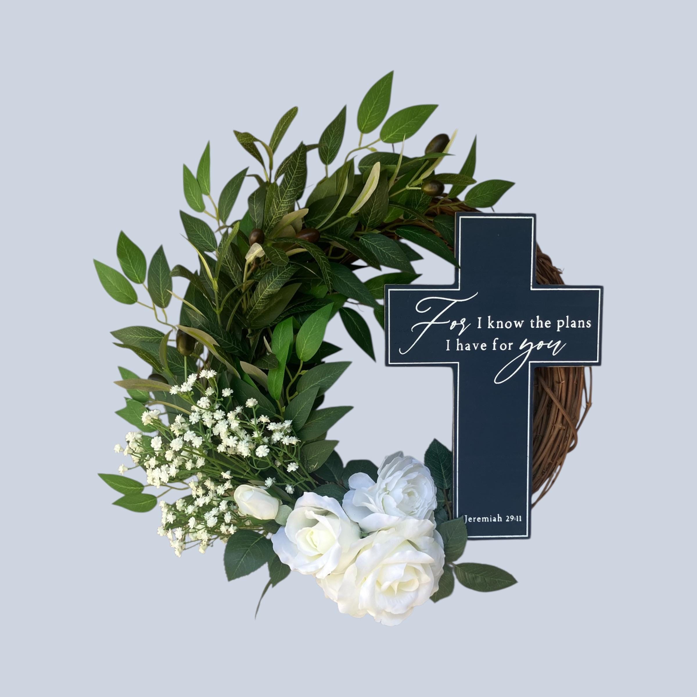 Bible Verse on Cross Sign Wreath Everyday Christian Scripture Decor ...