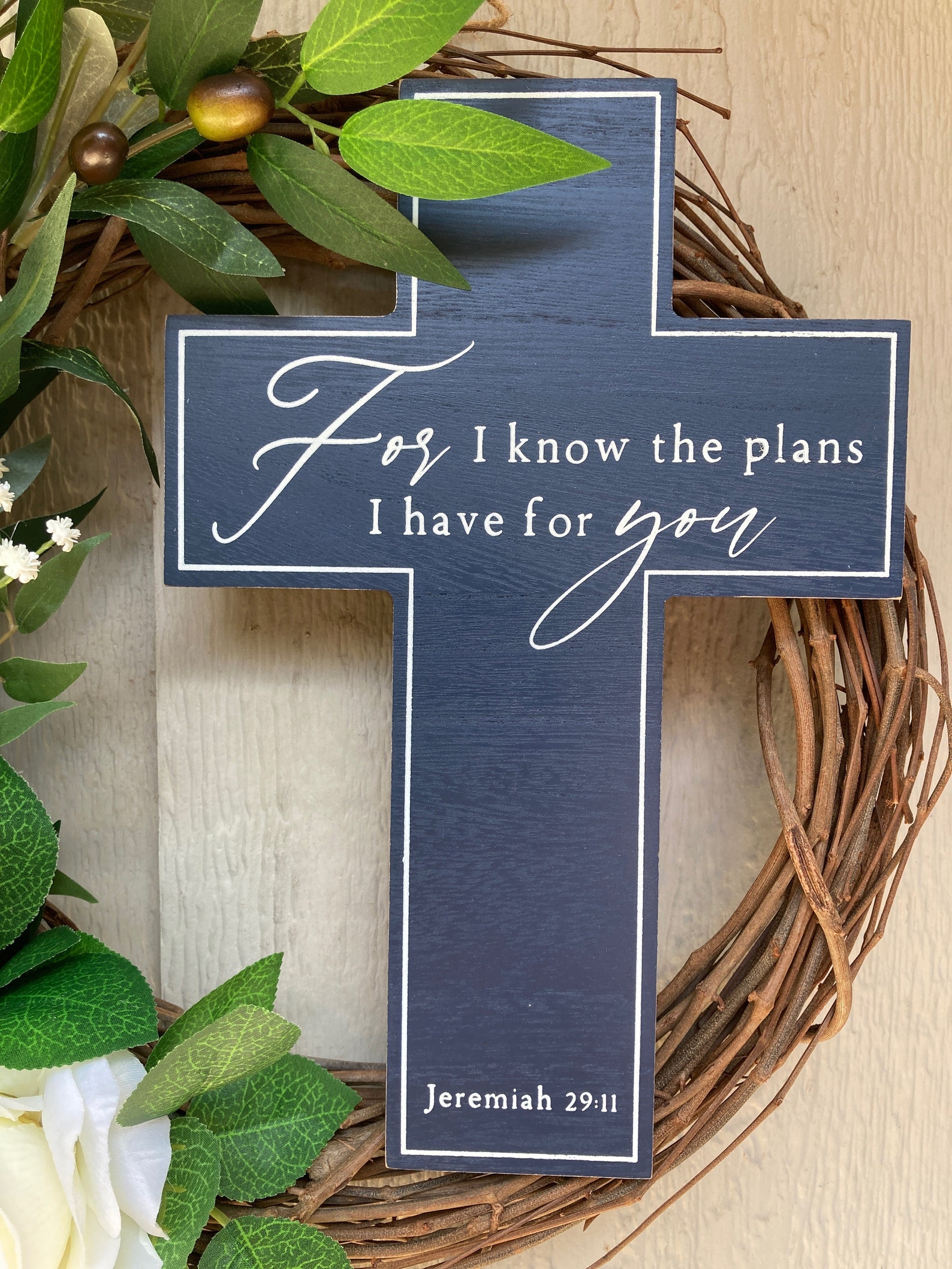 Bible Verse on Cross Sign Wreath Everyday Christian Scripture - Etsy