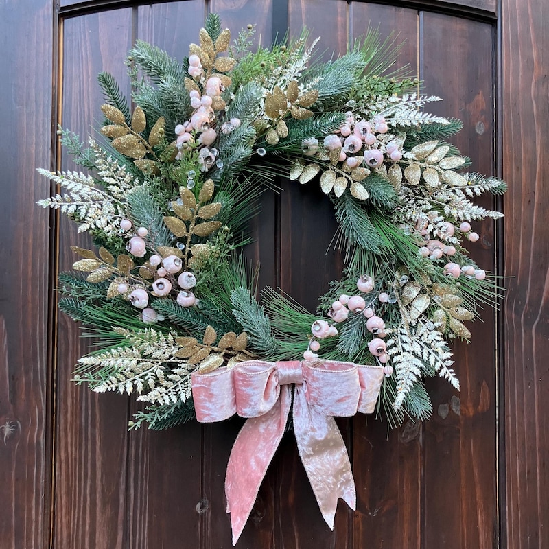 Pink Wreath Christmas Bow - Etsy