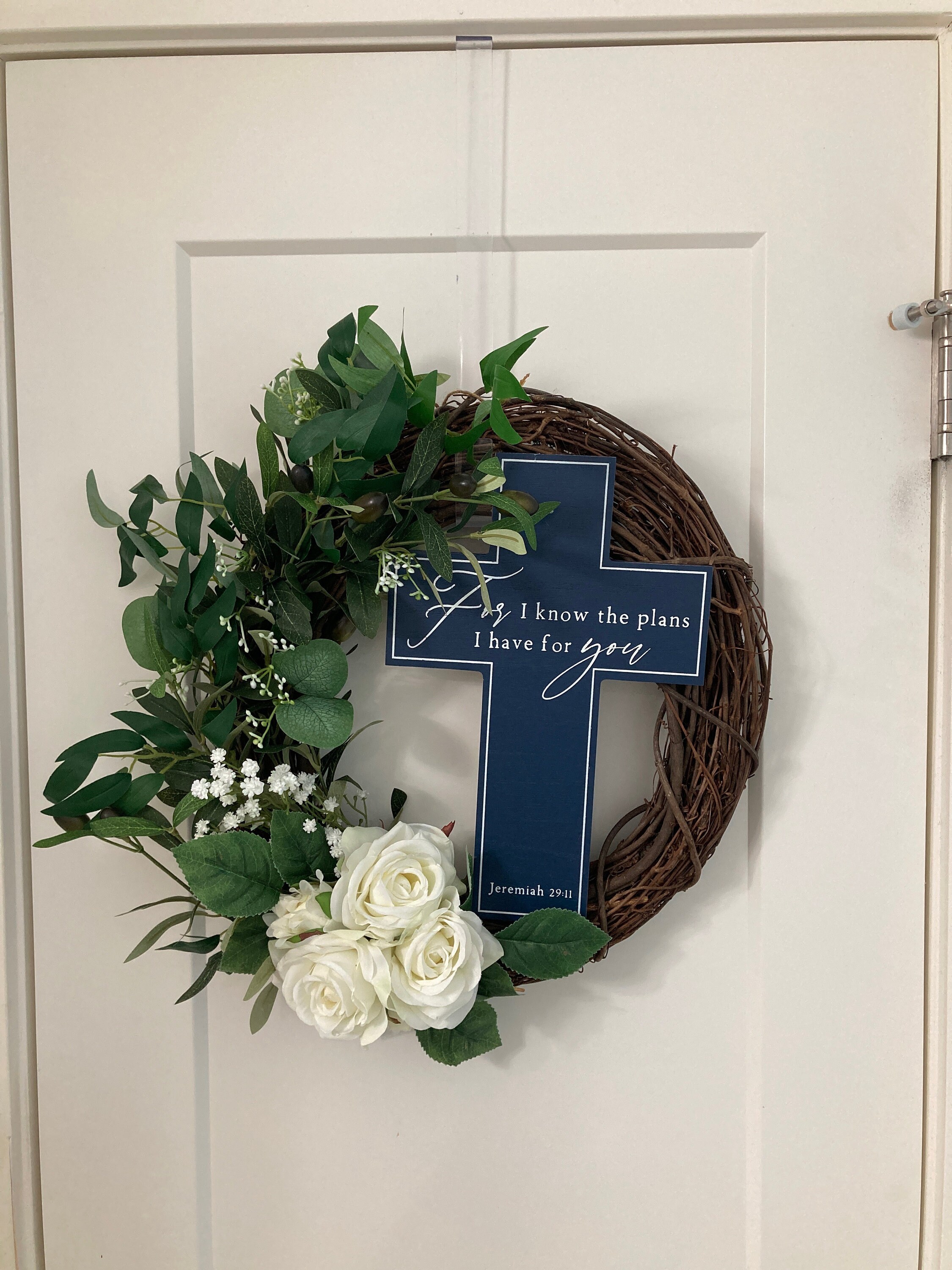 Bible Verse on Cross Sign Wreath Everyday Christian Scripture - Etsy