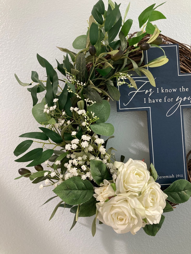 Bible Verse on Cross Sign Wreath Everyday Christian Scripture - Etsy