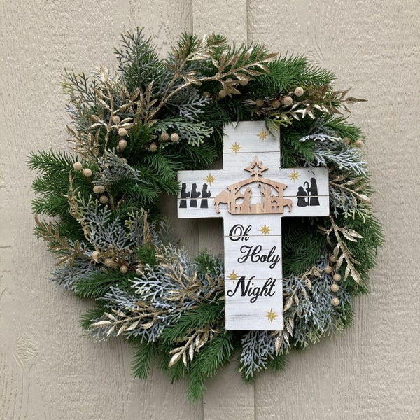 Religious Christmas Wreath - Etsy