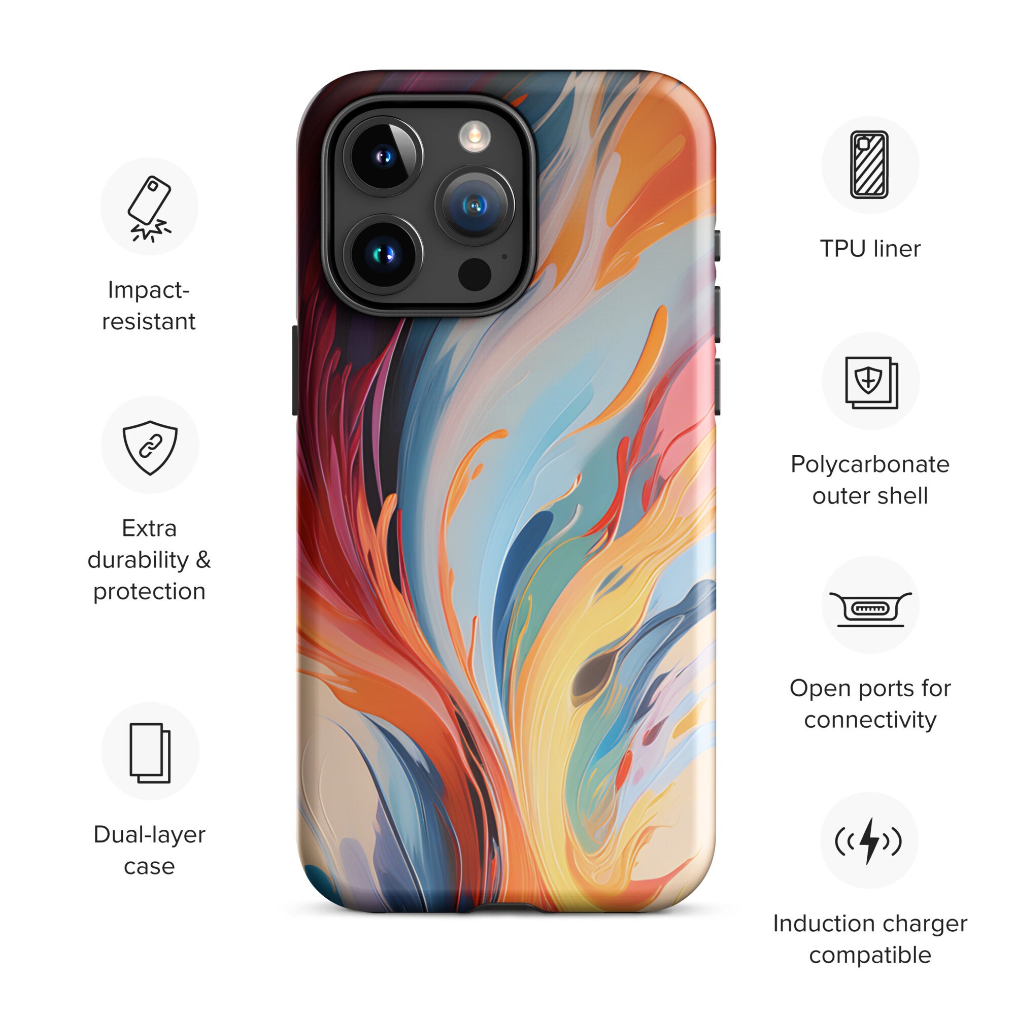 Narafox Color Splash Abstract Art iPhone Case Colorful Phone Case Tough ...