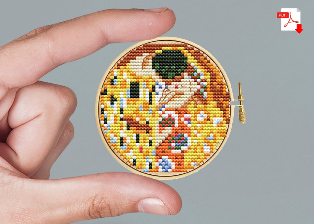 The Kiss Cross Stitch Pattern: Klimt Inspired Embroidery (PDF Pattern ...