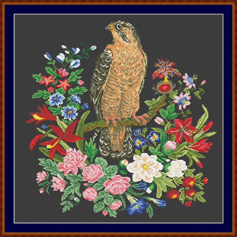 Vintage Cross Stitch Pattern Falcon Instant Pdf Download Bird and ...