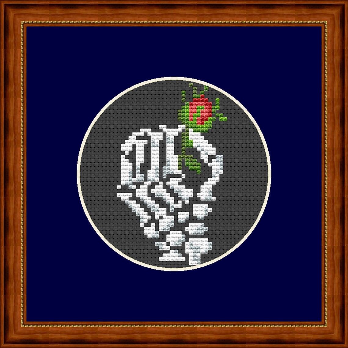 Skeleton Hand Rose Cross Stitch Pattern: Halloween Embroidery (PDF ...