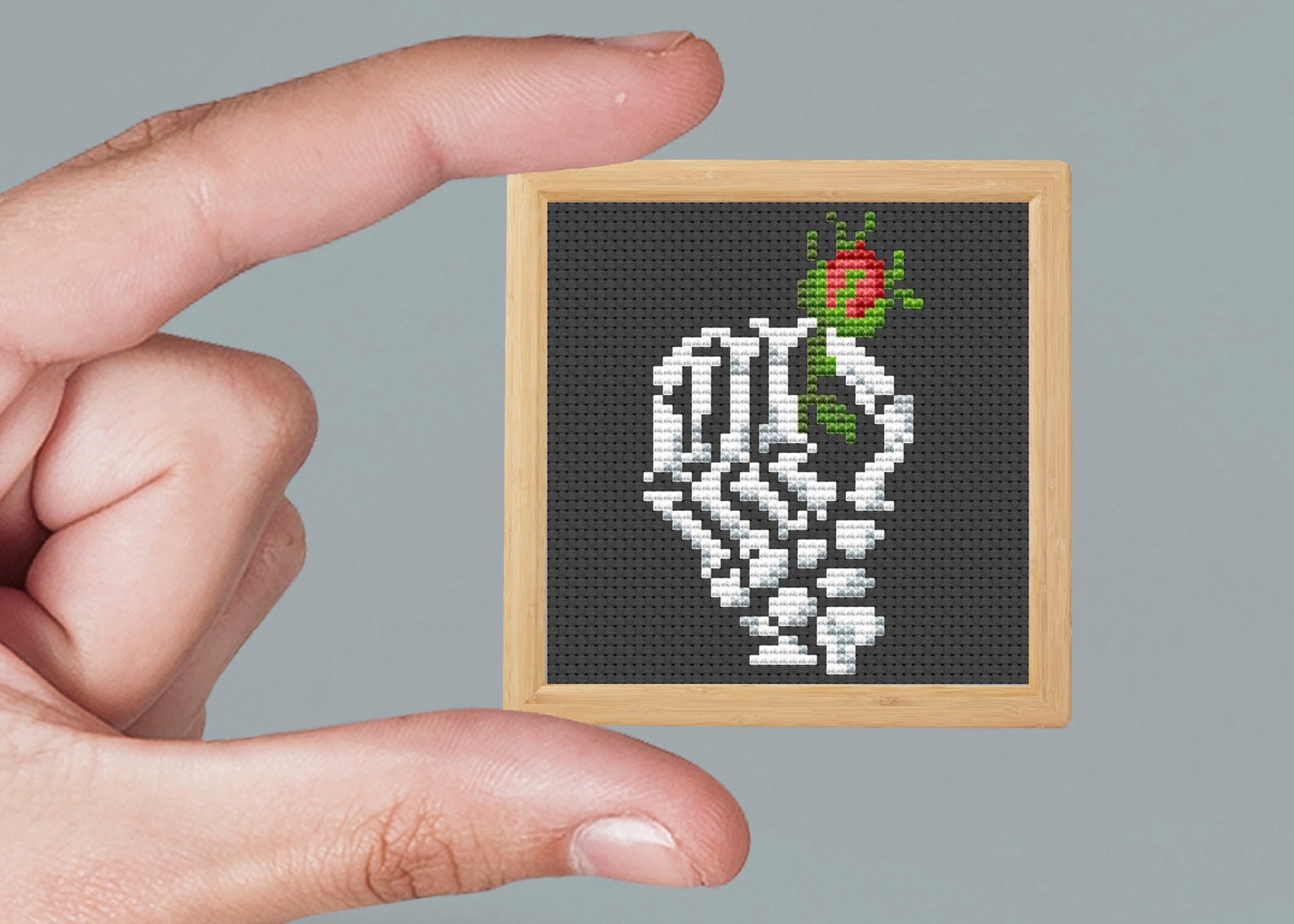 Skeleton Hand Rose Cross Stitch Pattern: Halloween Embroidery (PDF ...