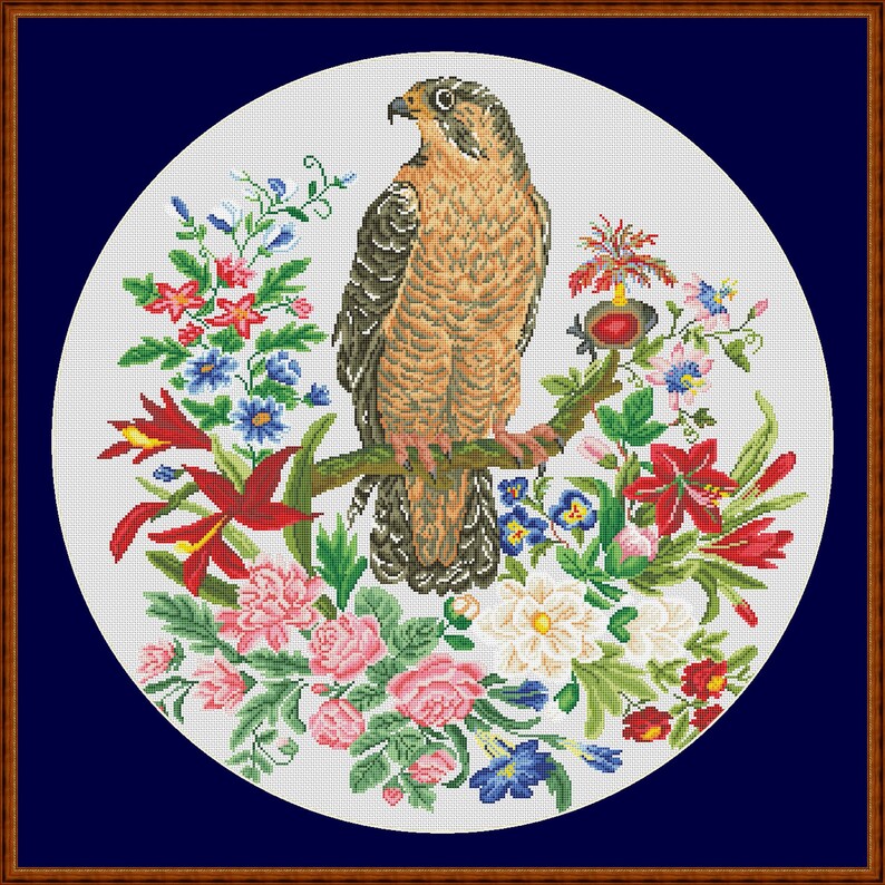 Vintage Cross Stitch Pattern Falcon Instant Pdf Download Bird and ...
