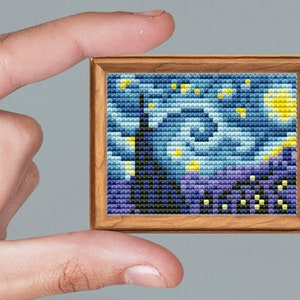 Van Gogh Starry Night Miniature Cross Stitch Pattern: Beginner ...