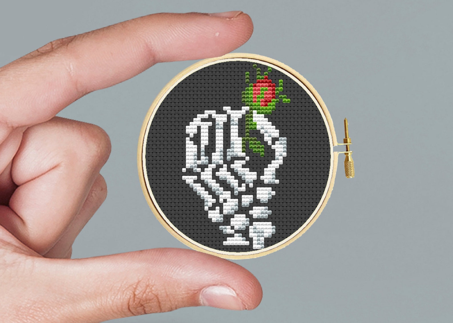 Skeleton Hand Rose Cross Stitch Pattern: Halloween Embroidery (PDF ...
