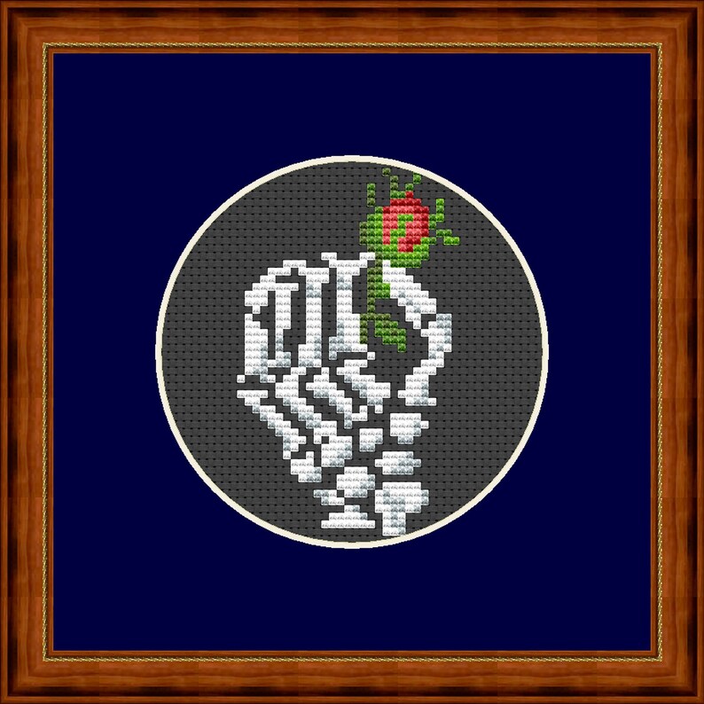 Skeleton Hand Rose Cross Stitch Pattern: Halloween Embroidery (PDF ...