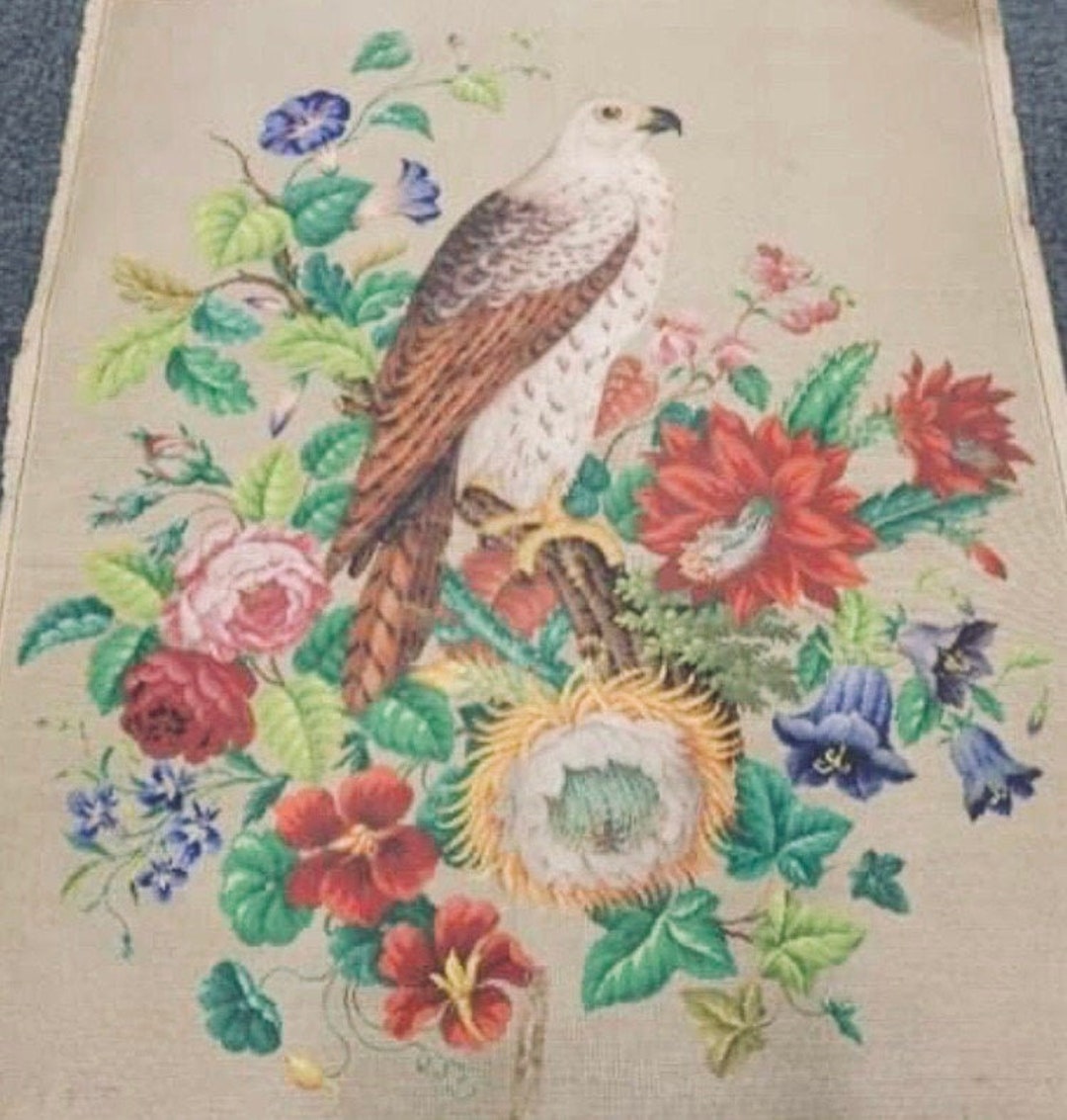 A Hawk in Flowers Cross-stitch / Instant Pdf Download / Bird and ...