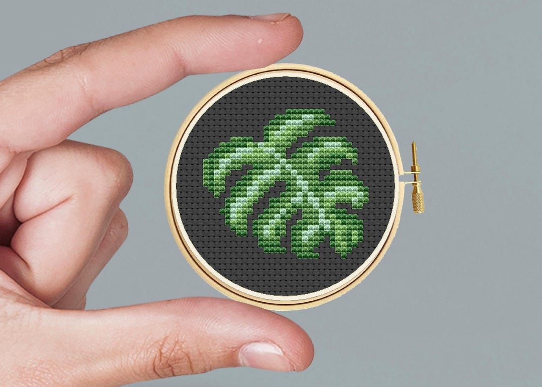 Monstera Miniature Cross Stitch Pattern Embroidery for Beginners Modern ...