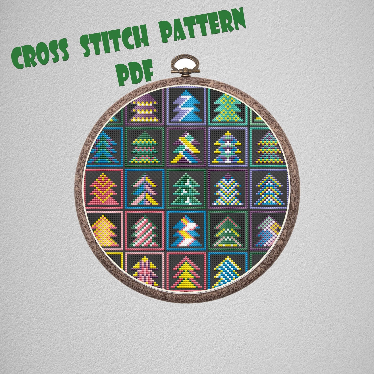 Cross Stitch Pattern Rainbow Christmas Trees / Instant Pdf Download ...