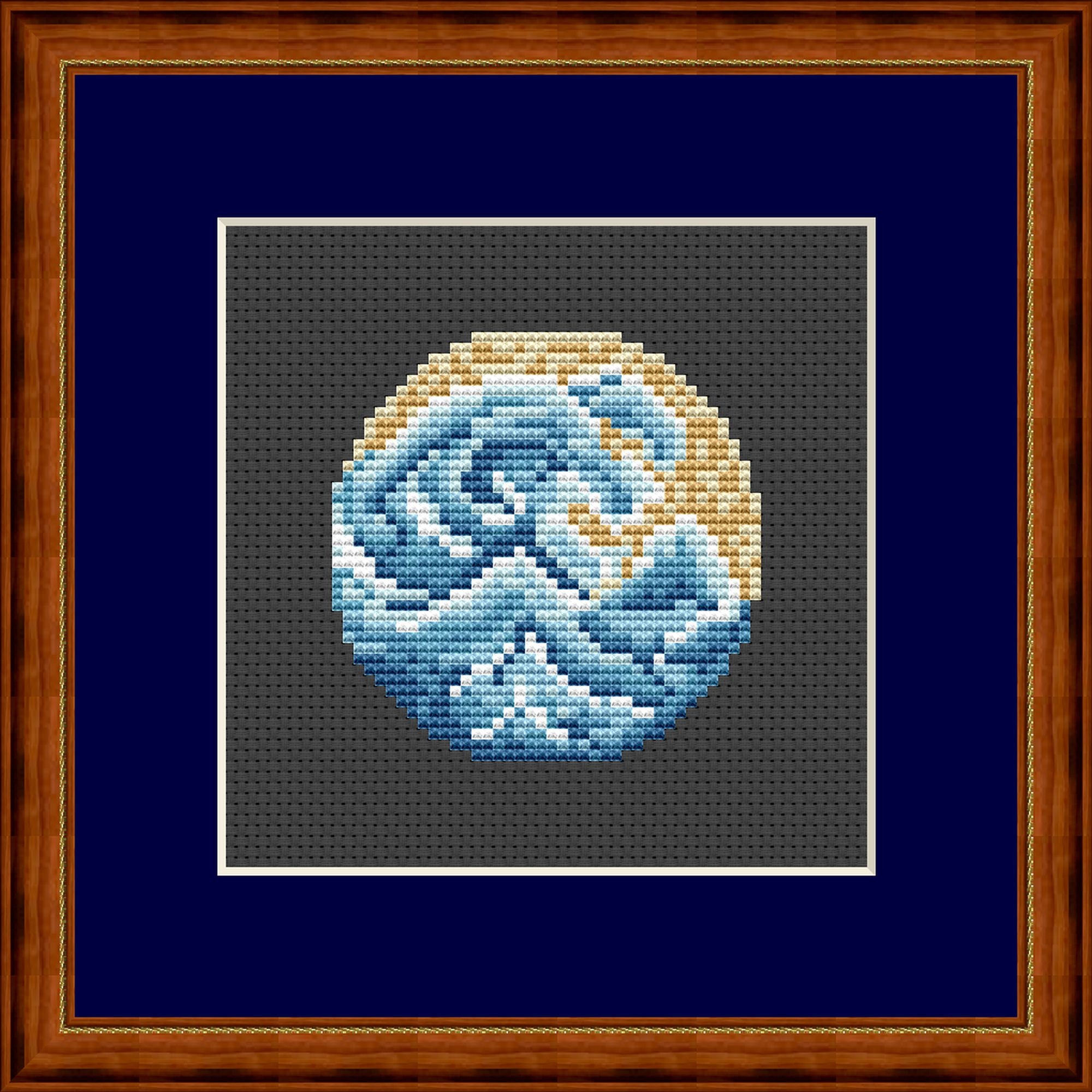 Miniature Round Cross-stitch Art Ocean Wave Embroidery for - Etsy
