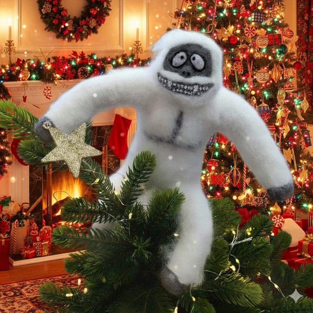 Yeti Christmas Tree Topper: Wool Abominable Snowman Decoration - Etsy