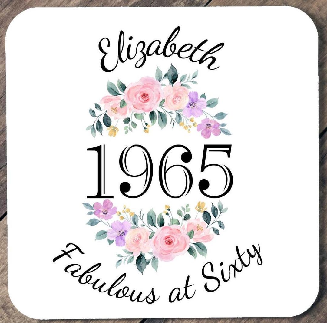 60th Personalised Birthday Coaster for Women, Woman's 60th Coaster ...