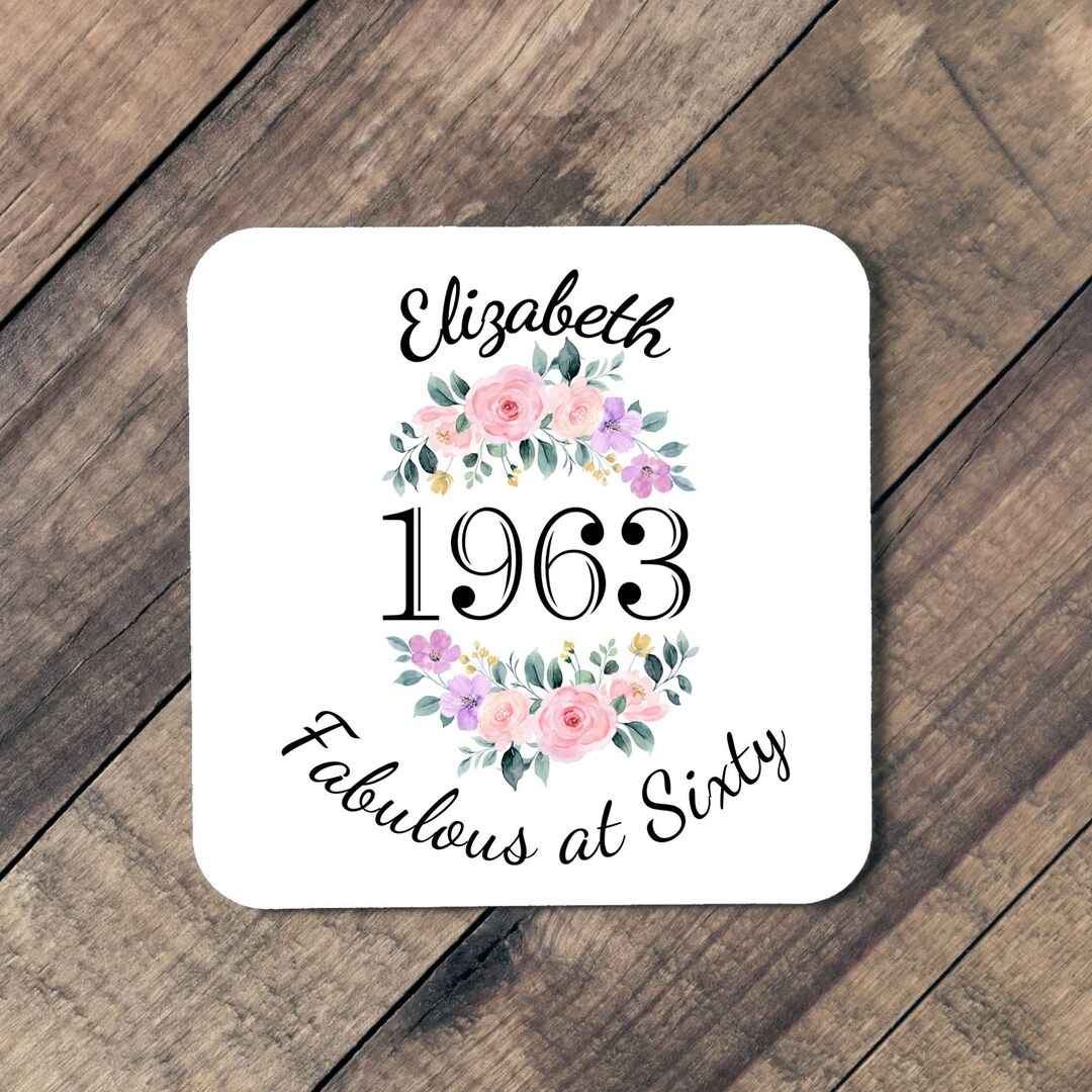 60th Personalised Birthday Coaster for Women Woman's 60th - Etsy UK