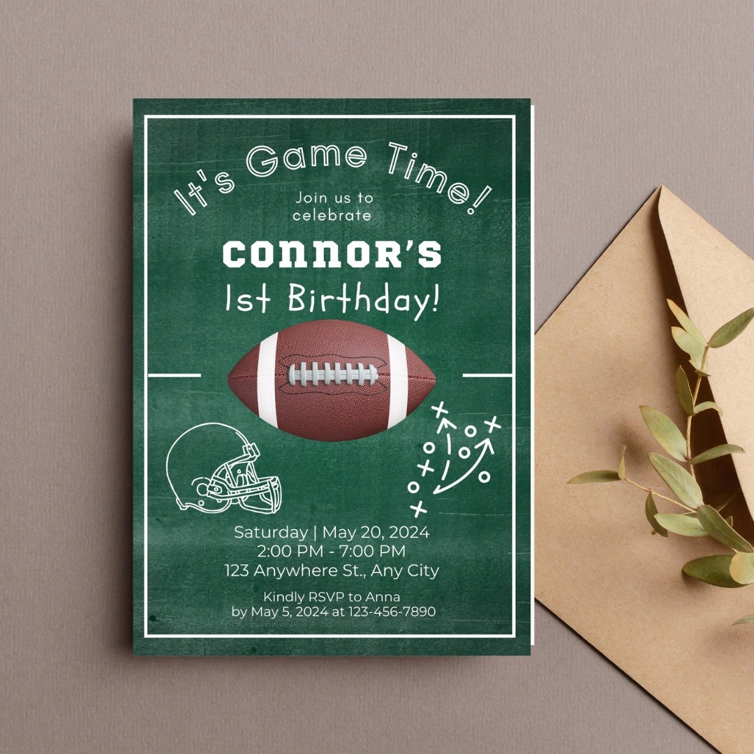 Football First Birthday Party Invite Instant Download Editable Template ...