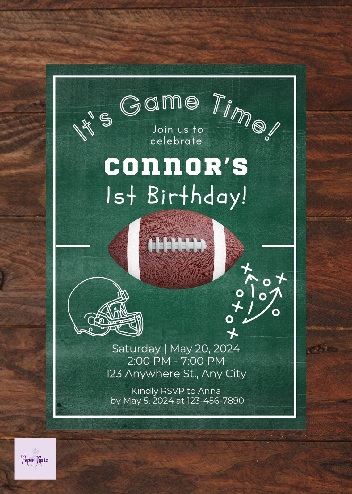 Football First Birthday Party Invite Instant Download Editable Template ...