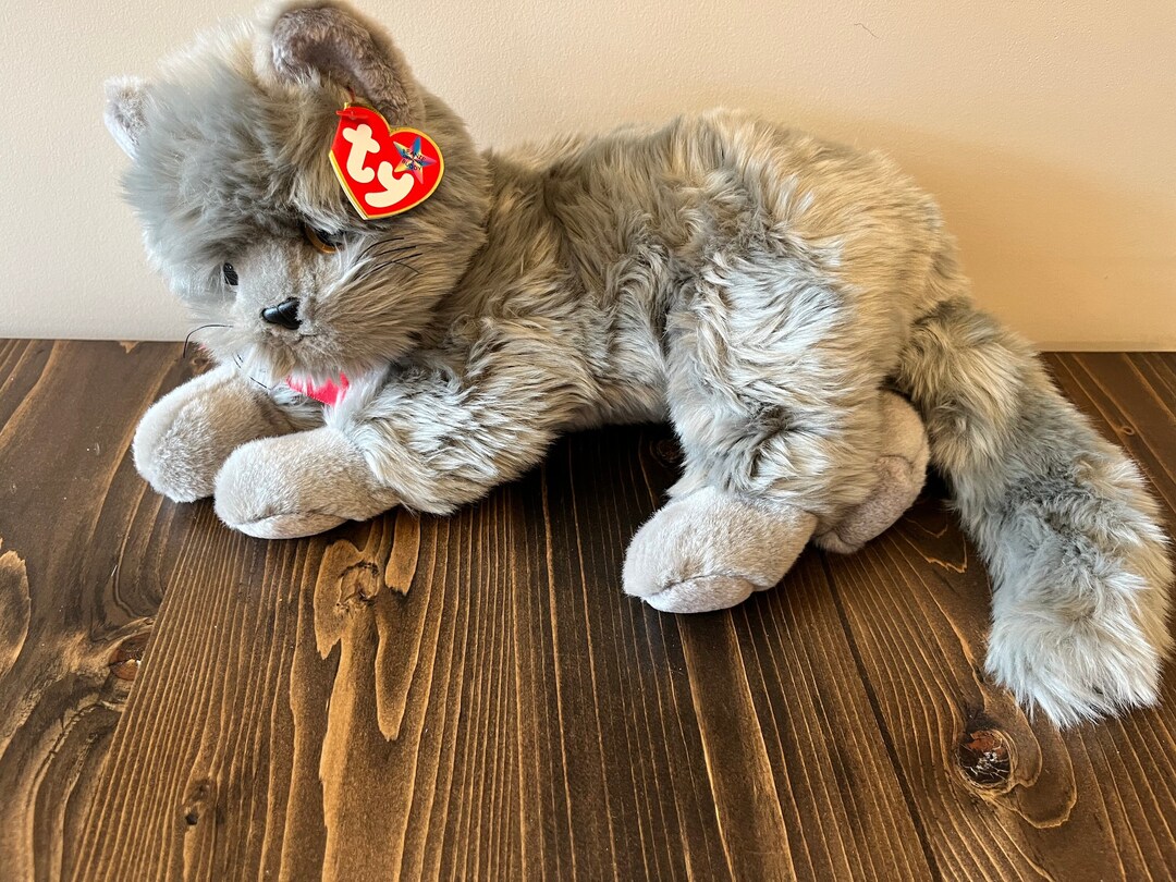 TY Beanie Buddy beani the Grey Long-haired Cat rare 13 Inch - Etsy