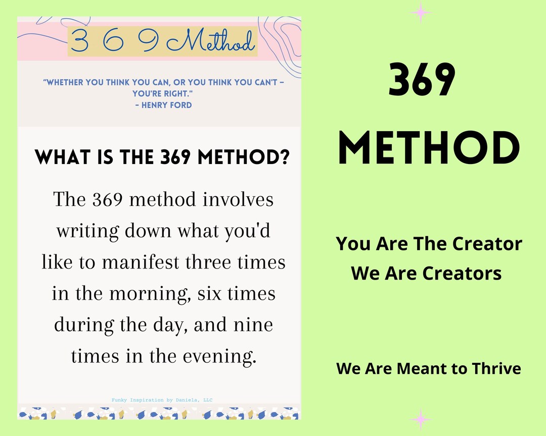 369 Method | Manifesting | Manifest Your Desires - Etsy