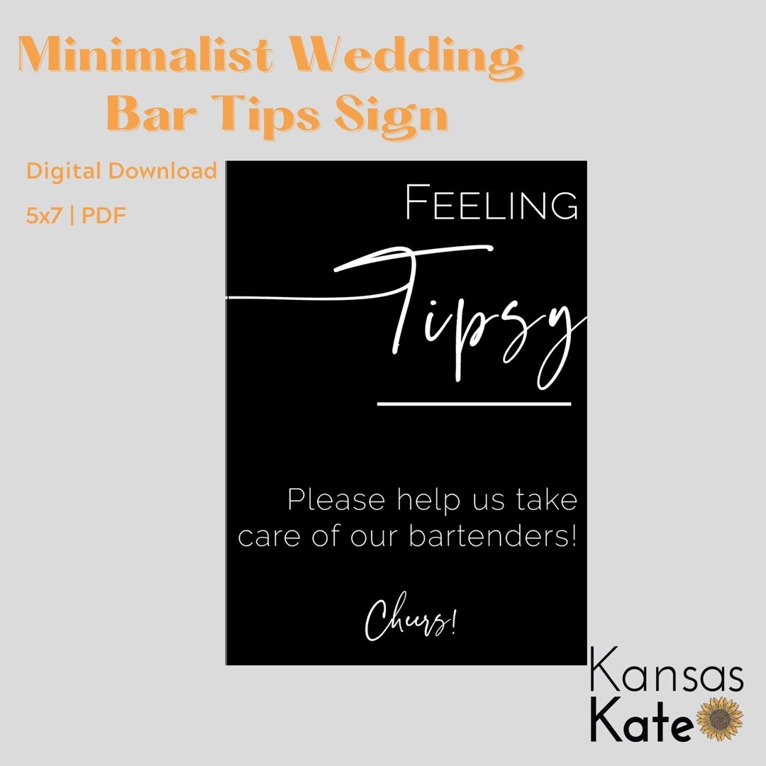 Minimalist Black Tip Sign | PDF Digital Download - Etsy