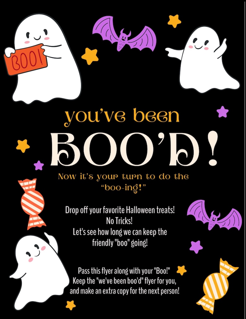 You've Been Boo'd - Editable Halloween Digital Flyer for Printing - Etsy