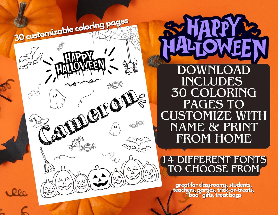 Cute Halloween Coloring Pages - Customize With Name and Print at Home ...