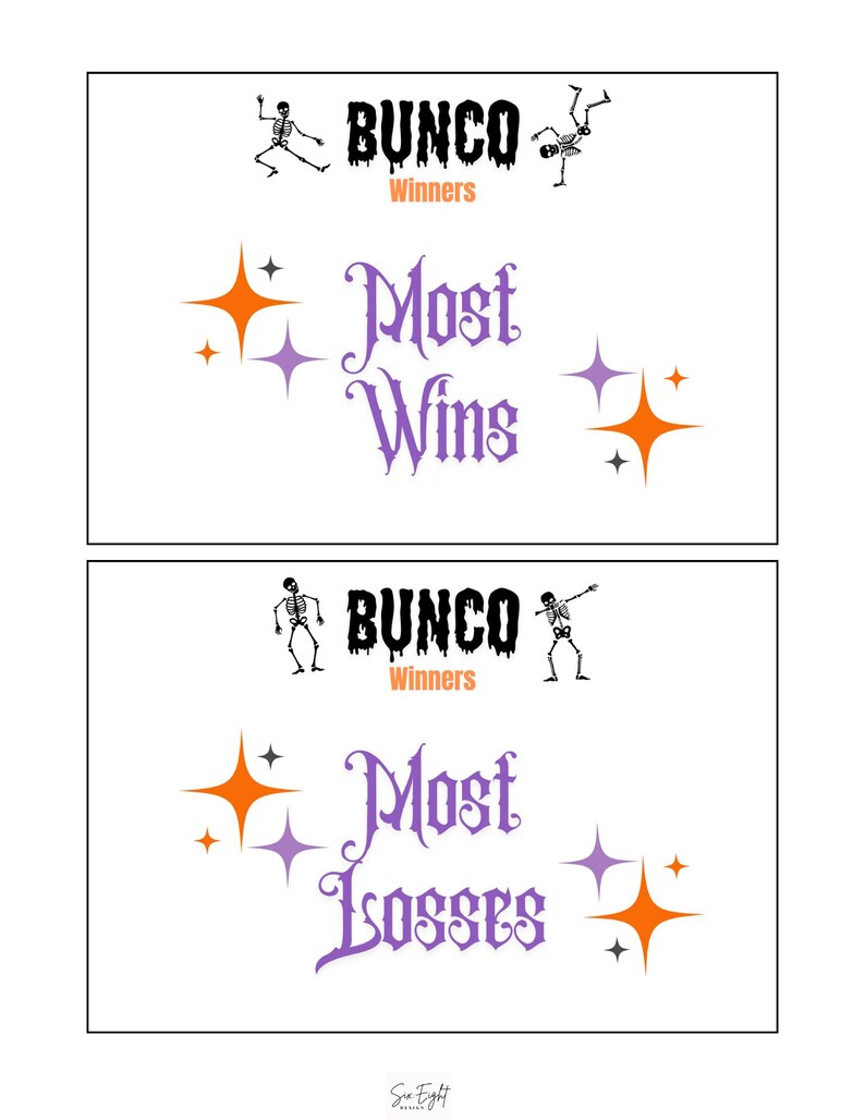 Halloween-themed Bunco Scorecards and Winner Cards Set - Print at Home ...