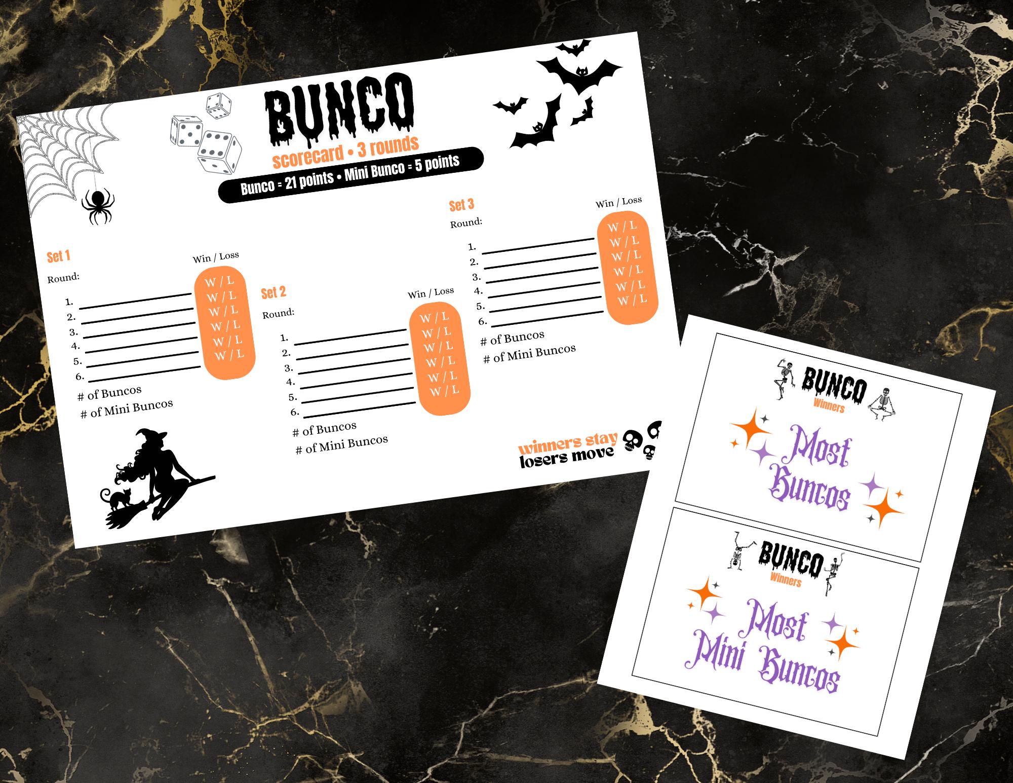 Halloween-themed Bunco Scorecards and Winner Cards Set - Print at Home ...