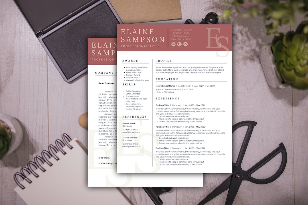 Design Resume With Initials Logo - Etsy