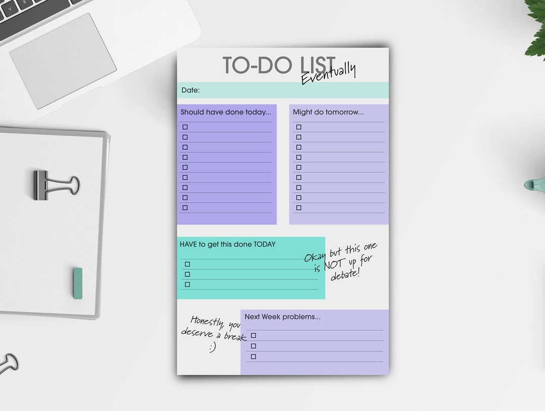 Satirical To-do List Printable • Funny To-do List in Blue • Humor ...