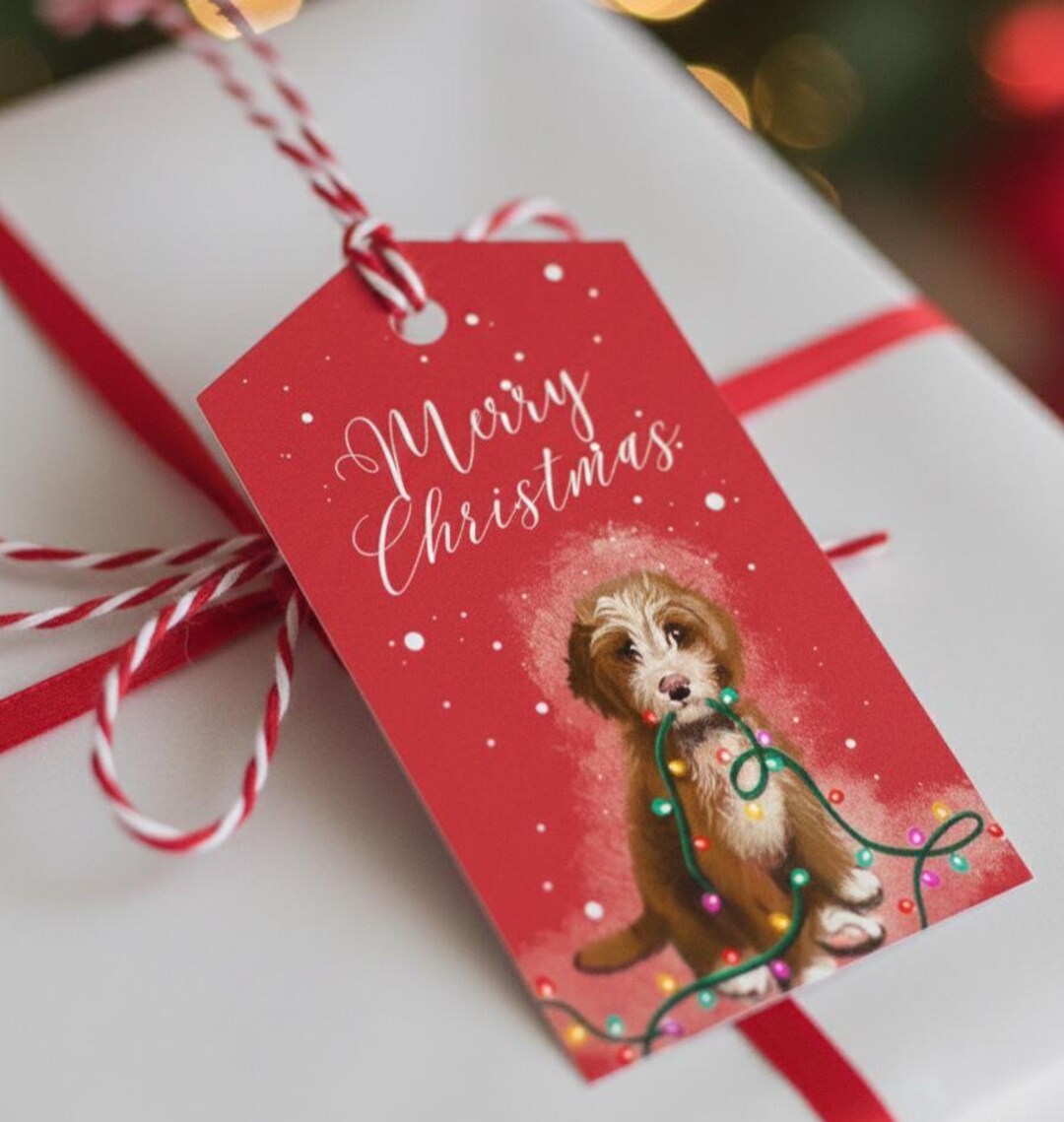 Printable Modern Christmas Gift Tags • Dog Christmas Tags • Pet Lover ...