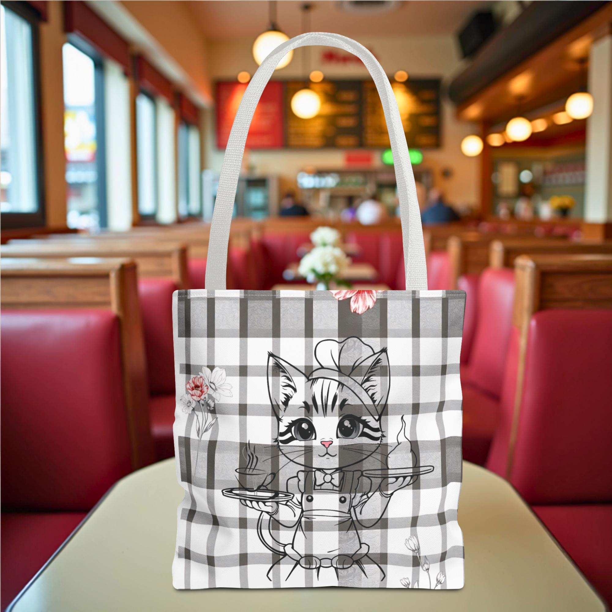 Cat Server Tote Bag, Cute Waitress Cat Apron Bag, Funny Server Gift for ...