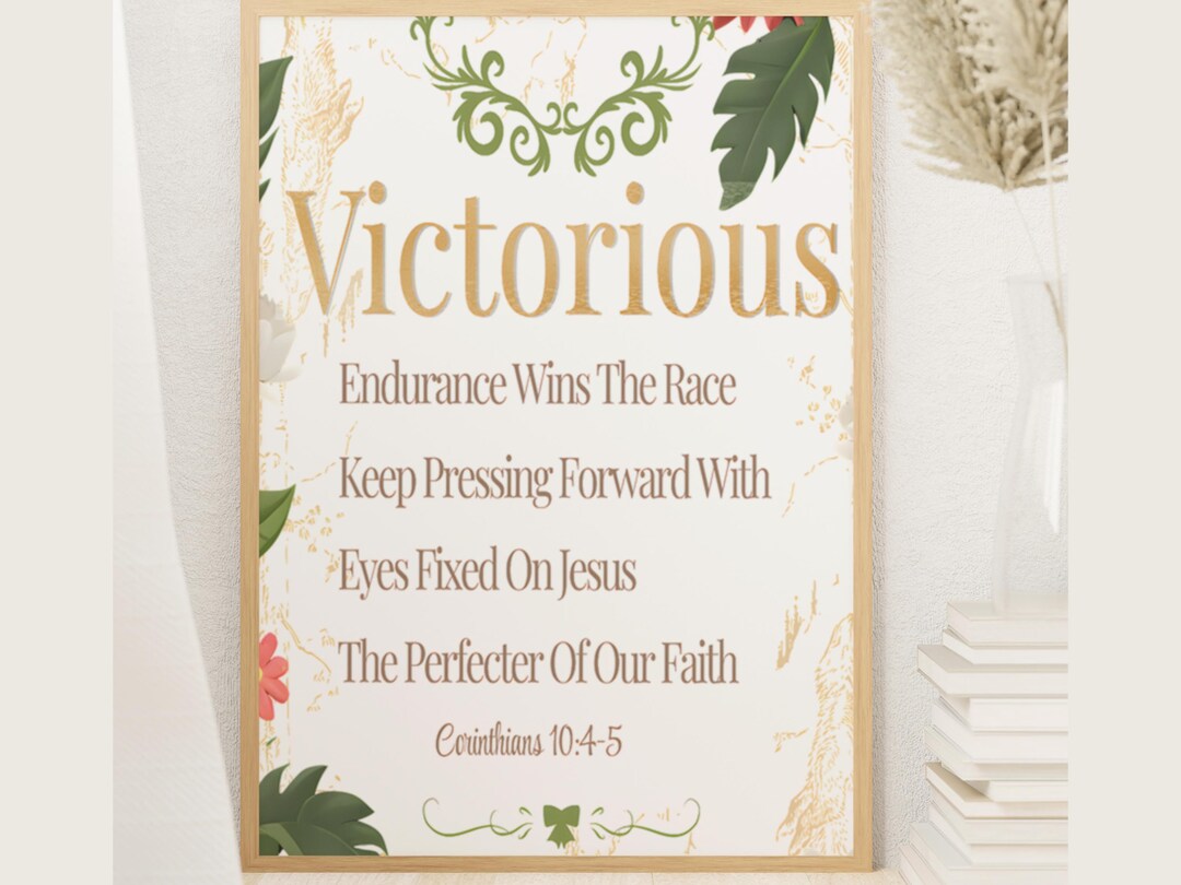 Victorious Christian Printable Wall Art, Bible Verse Typography ...