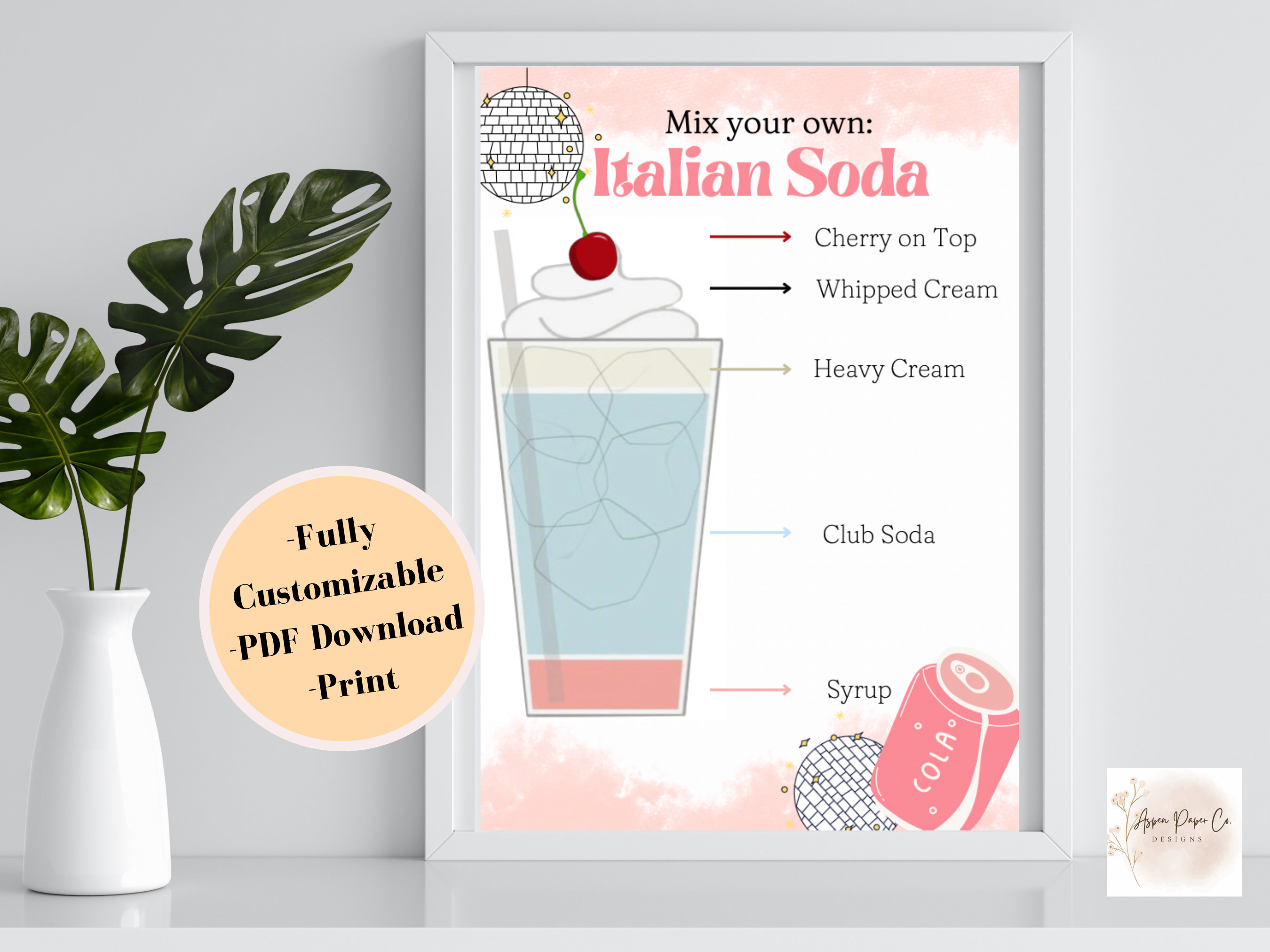 Italian Soda Bar Sign, How To, Fully Customizable in Canva, Download ...
